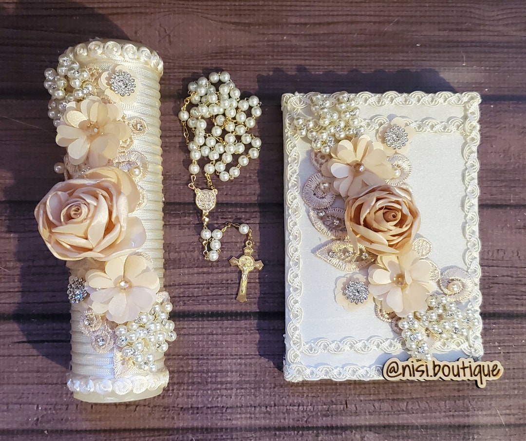 Beautiful English Communion Candle Set, Ivory First Communion Candle ...