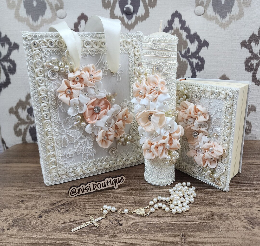 Unique First Communion or Confirmation Candle Set 4 Pc Handmade Ivory ...