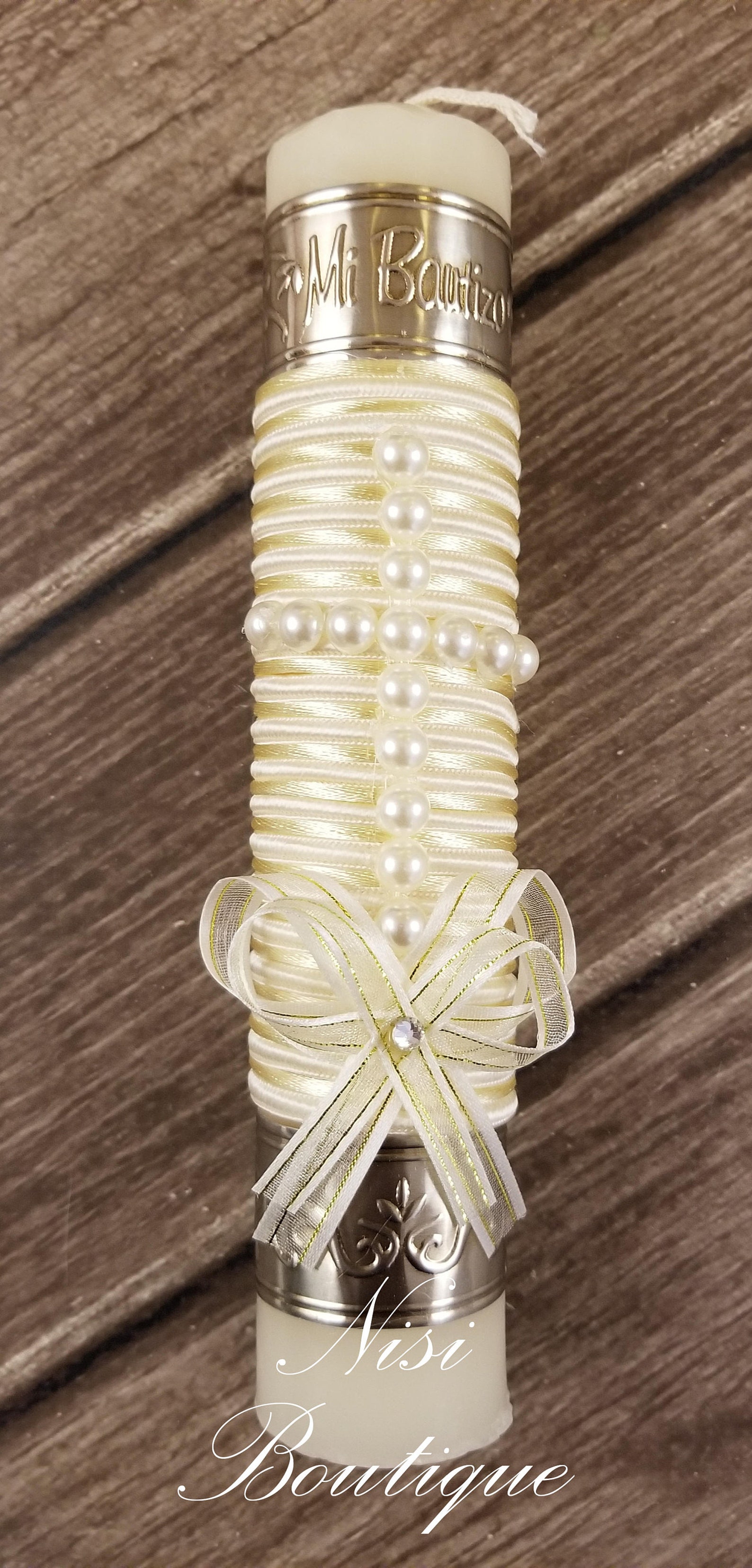 Beautiful Baptism Candle Set, Christening 4 Pieces Set, Ivory, Handmade ...