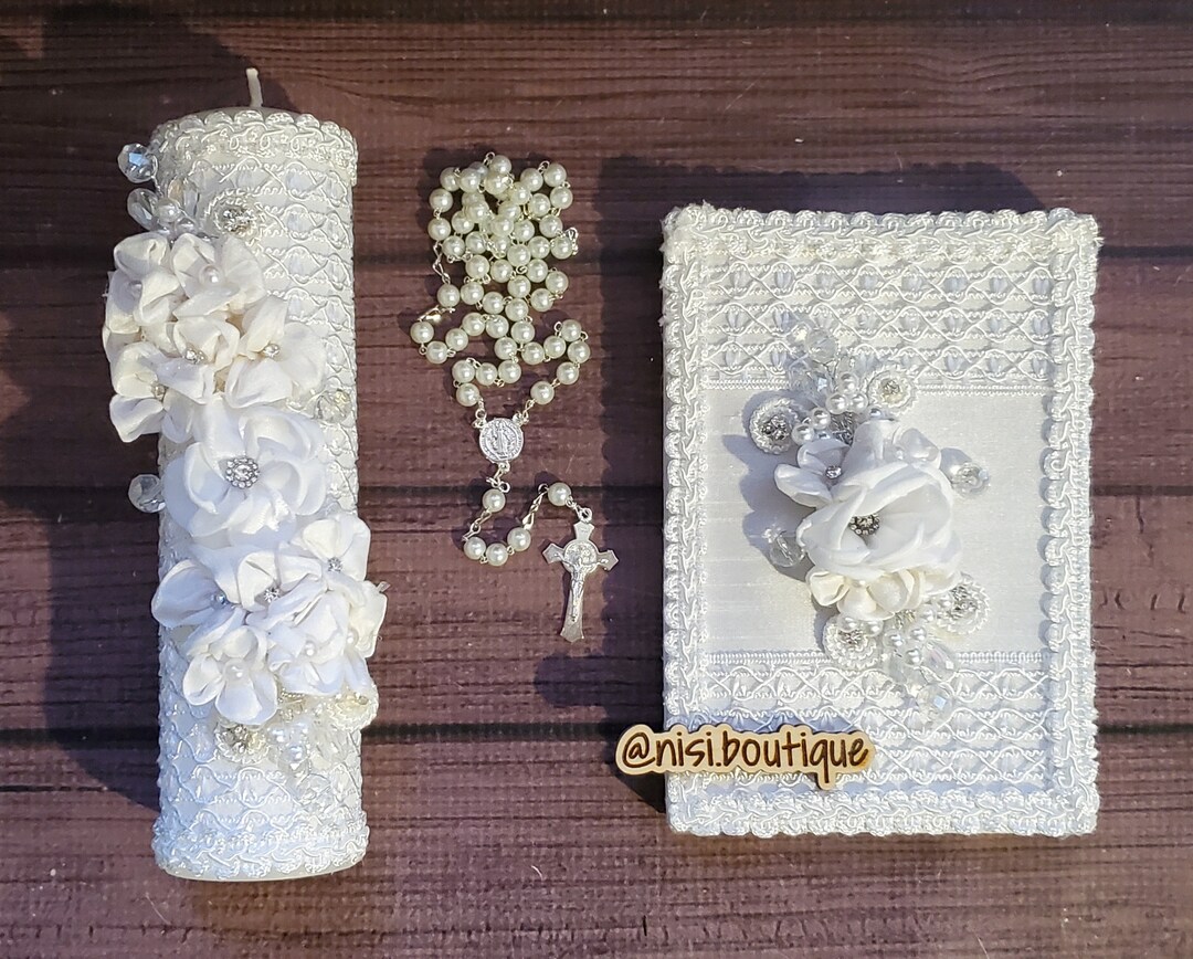 Beautiful English New Testament Communion or Confirmation Candle Set ...
