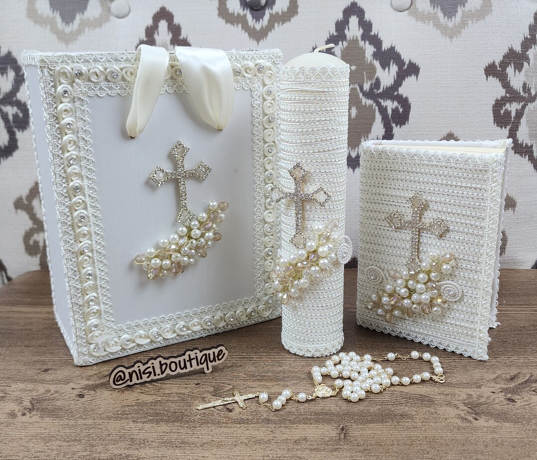 Unique First Communion or Confirmation Candle Set 4 Pc Handmade Ivory ...