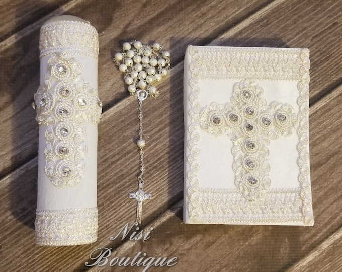 Beautiful Spanish Communion Candle Set, Ivory Spanish Version First ...