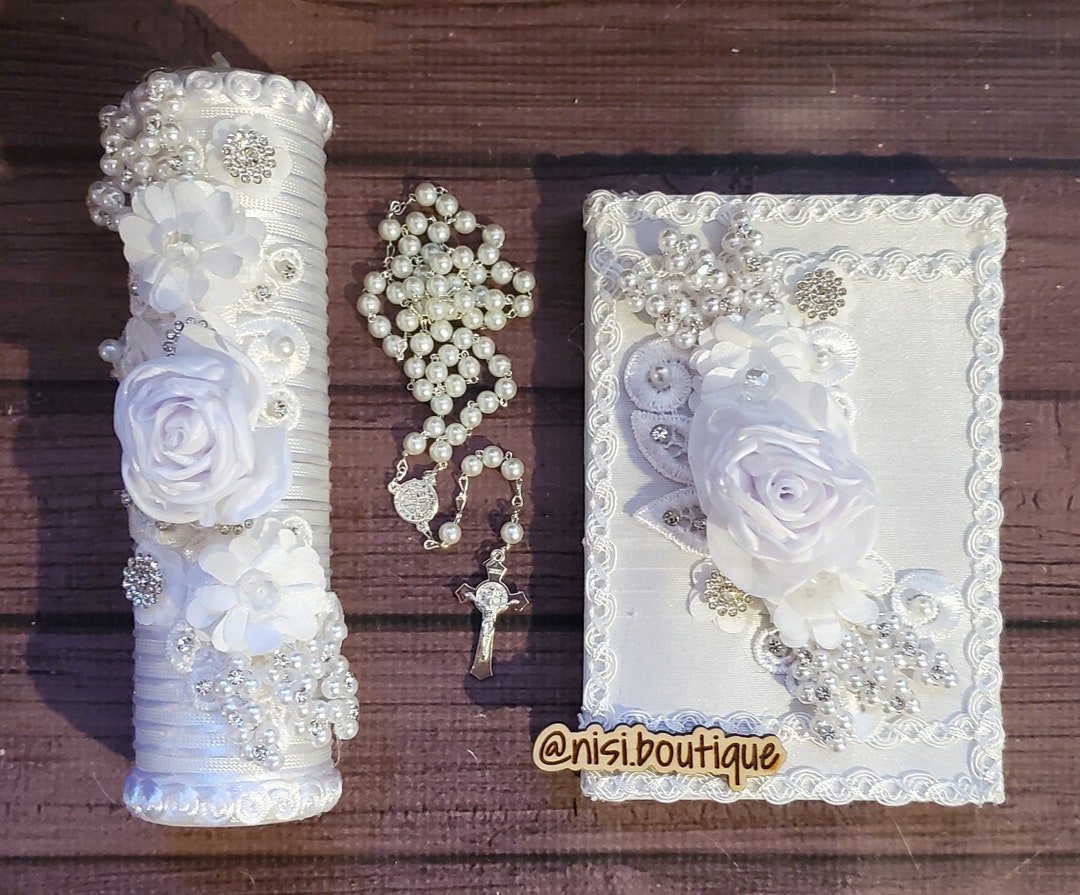 Beautiful English New Testament Communion or Confirmation Candle Set ...