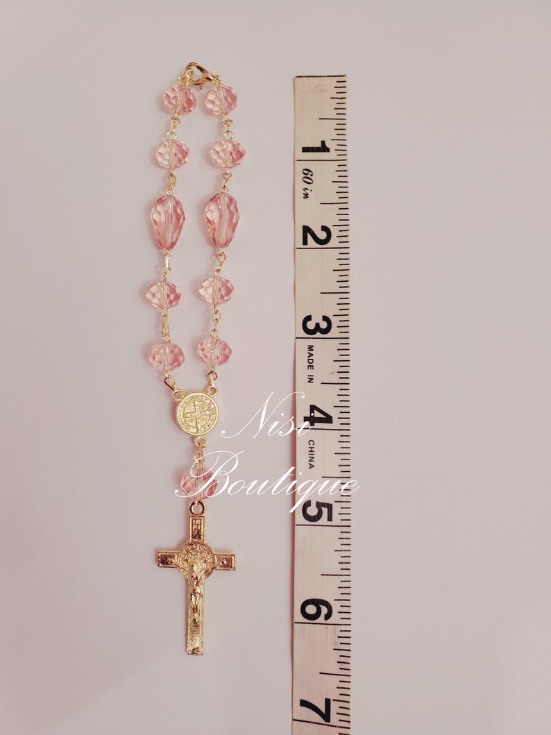 24 Pieces of Mini Rosary Favors Pink Gold, Christening, First Communion ...