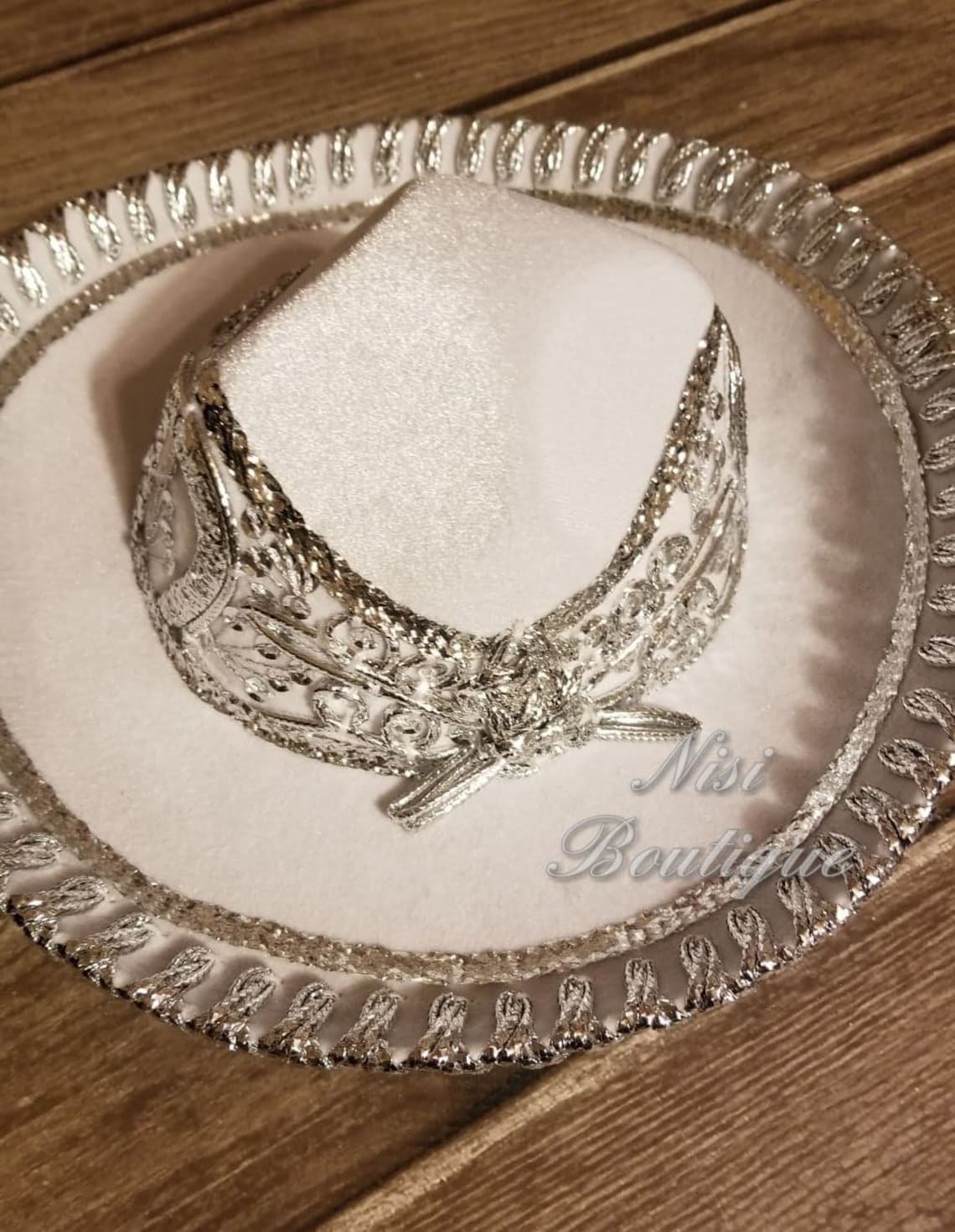 Beautiful Mexican Handmade Embroidered Charro Hat, Color White-silver ...