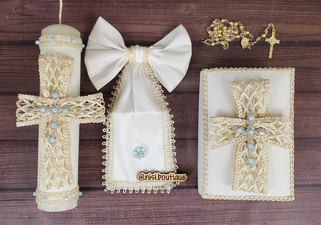 Free Shipping Beautiful 4 Pcs. First Communion Candle Set, Ivory First ...