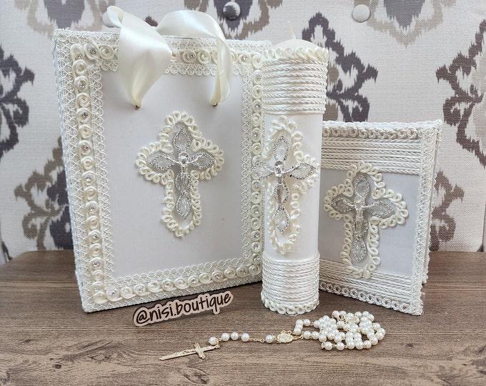 Unique First Communion or Confirmation Candle Set 4 Pc Handmade Ivory ...