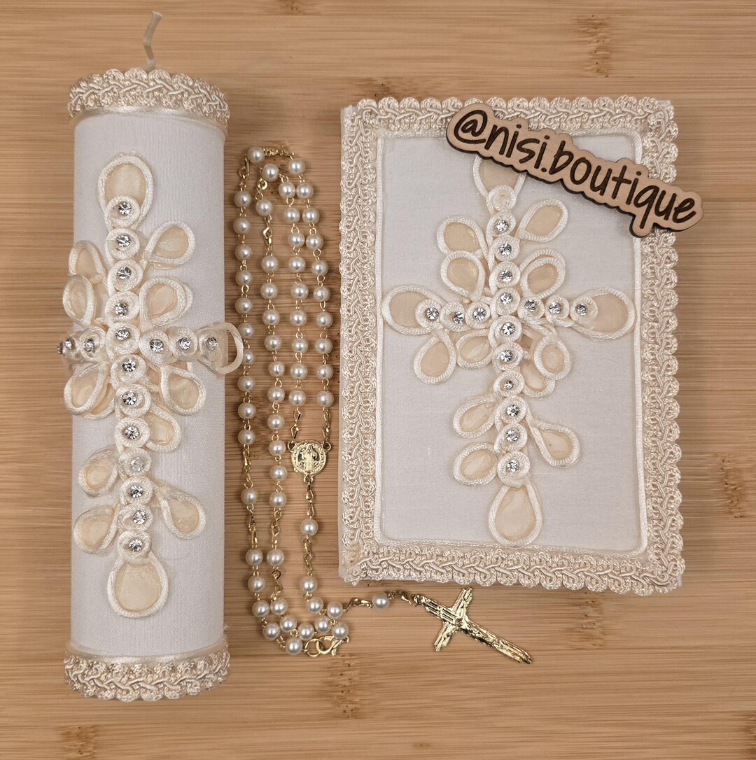 Beautiful English Communion Candle Set, Ivory First Communion Candle ...