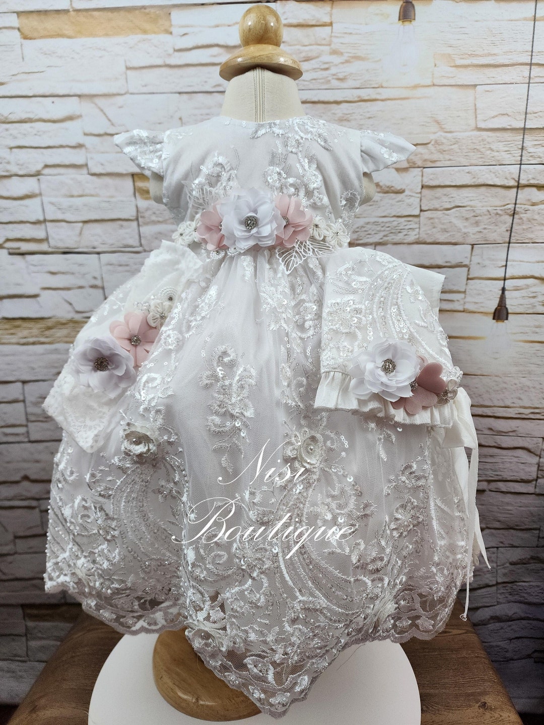 Free Shipping Baptism Dress, Christening Gown, Baby Girl White Dress ...