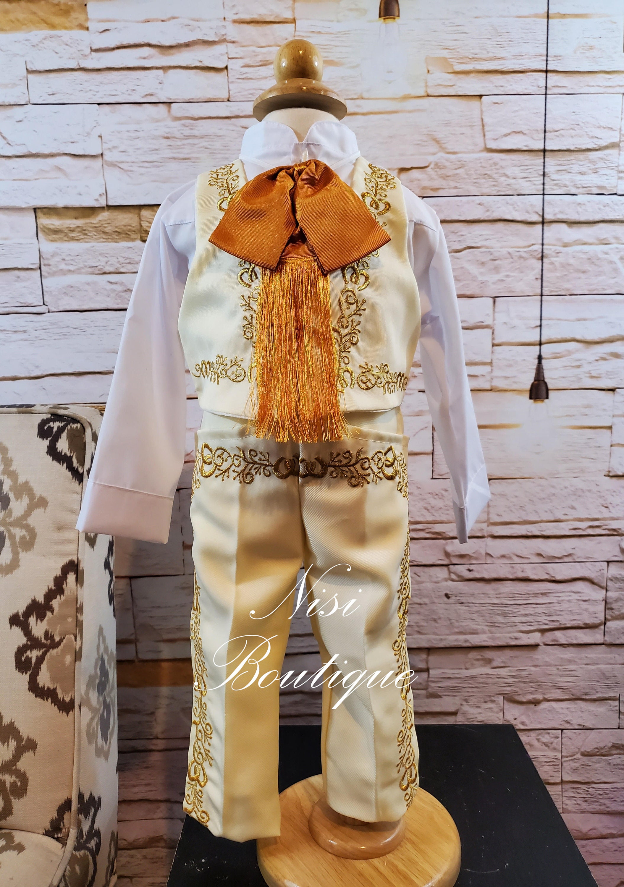 Beautiful 6 Pieces Boy Charro Suit Beige With Gold Charro - Etsy