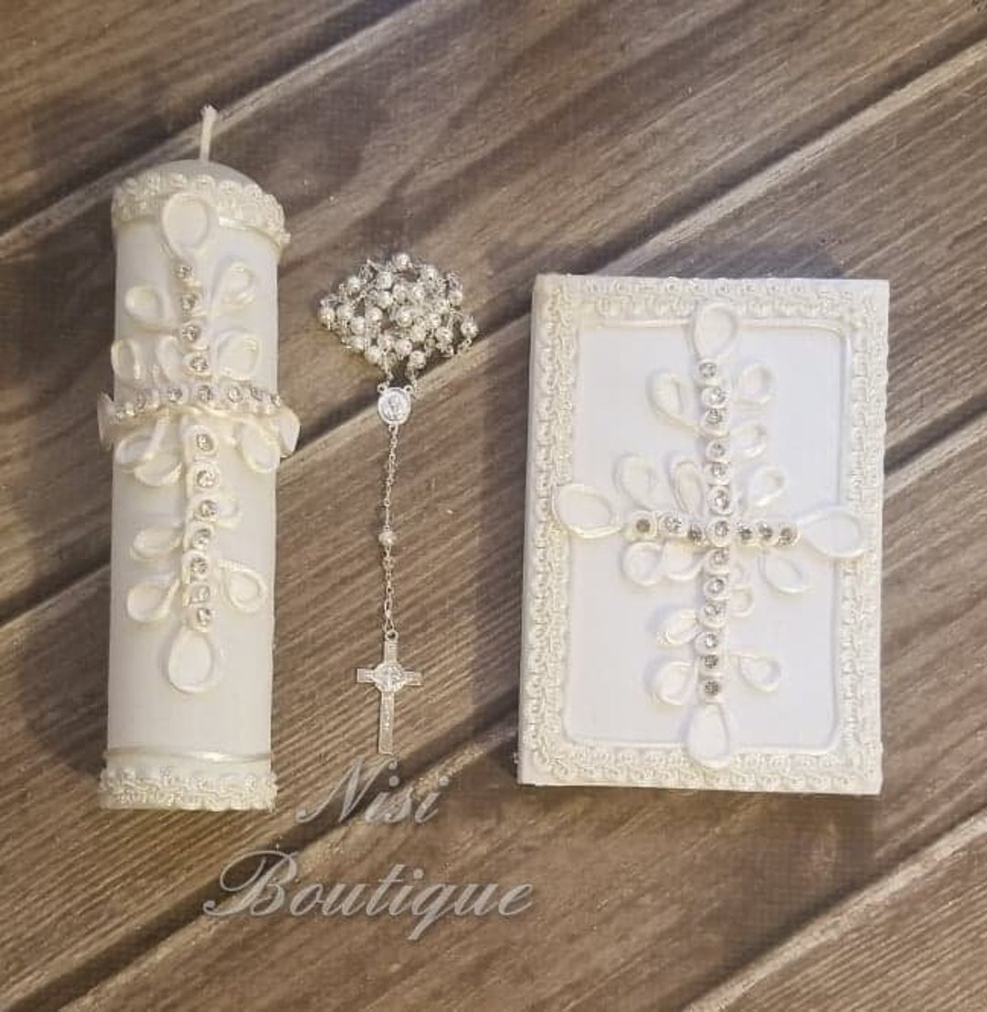 Beautiful English Communion Candle Set, Ivory First Communion Candle ...