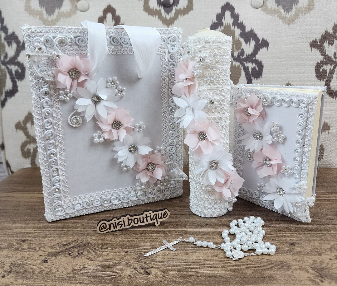 Unique First Communion or Confirmation Candle Set 4 Pc Handmade White ...