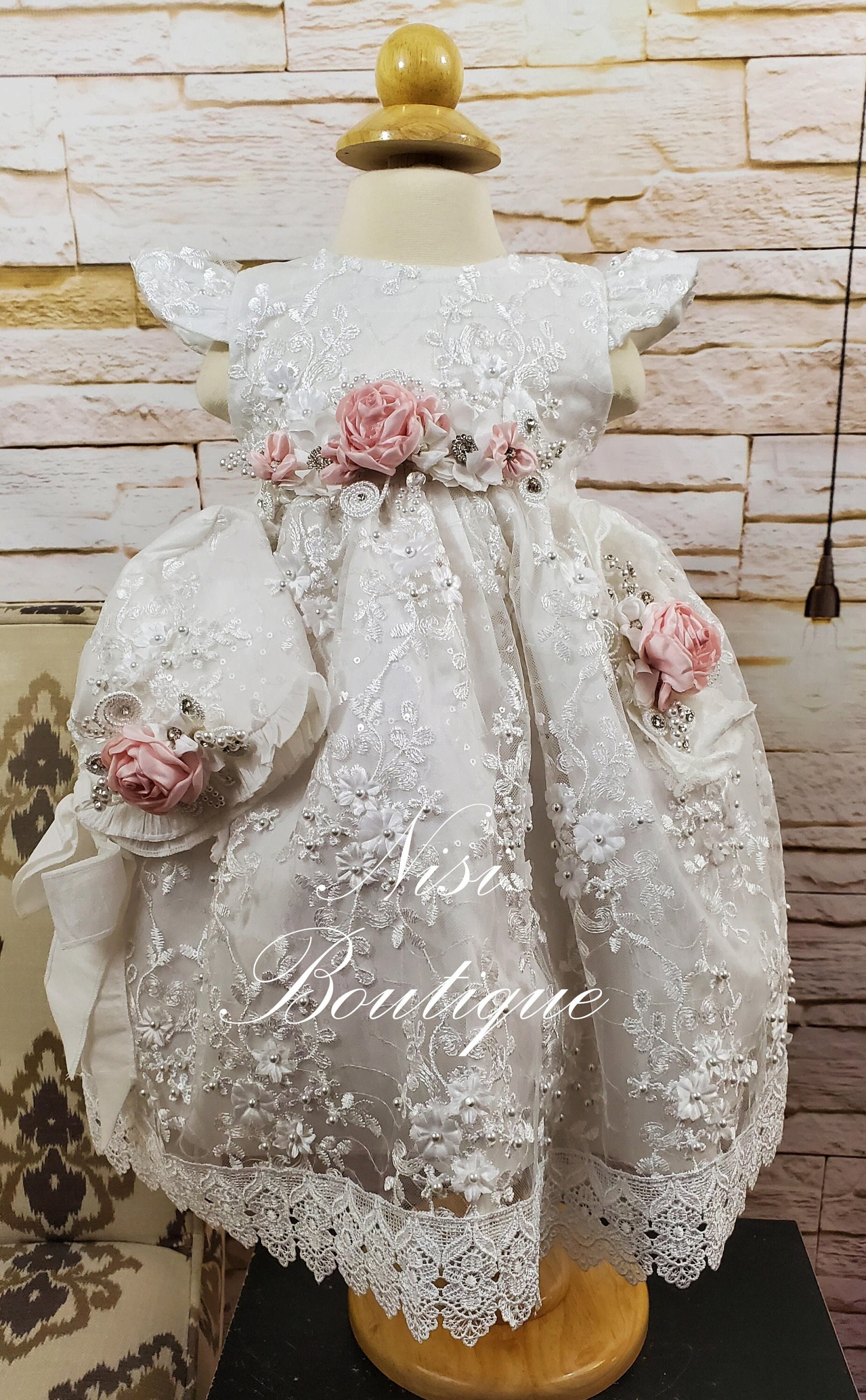 Free Shipping Baptism Dress, Christening Gown, Baby Girl White Dress ...