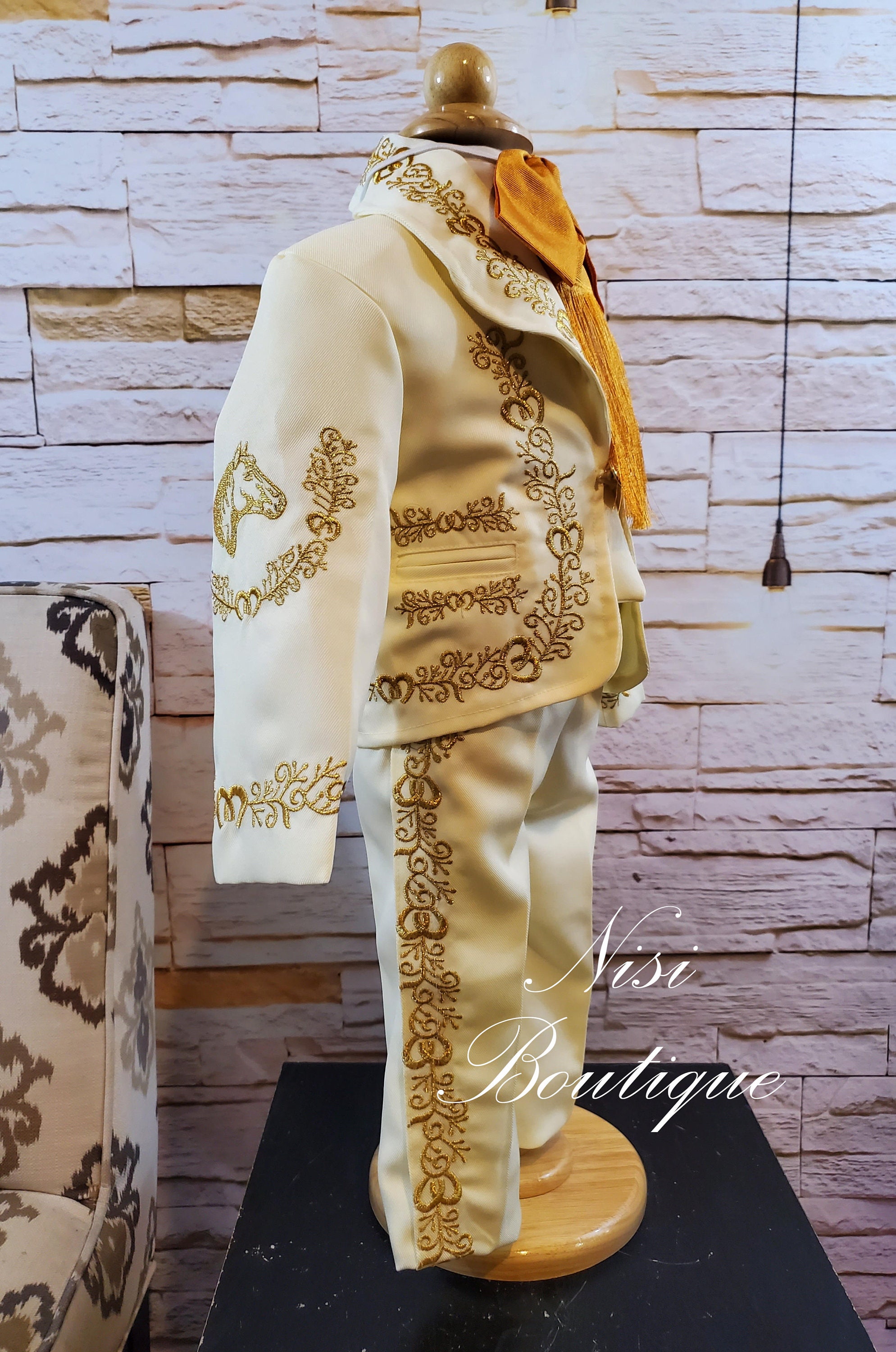 Beautiful 6 Pieces Boy Charro Suit Beige With Gold Charro - Etsy