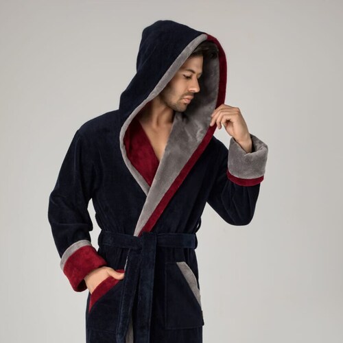 Luxurious Mens Bathrobe Hooded Turkish Organic Cotton/bamboo - Etsy