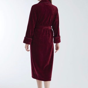 Luxurious Warm Woman Burgundy Robe,woman Long Luxury Bamboo Bathrobe ...