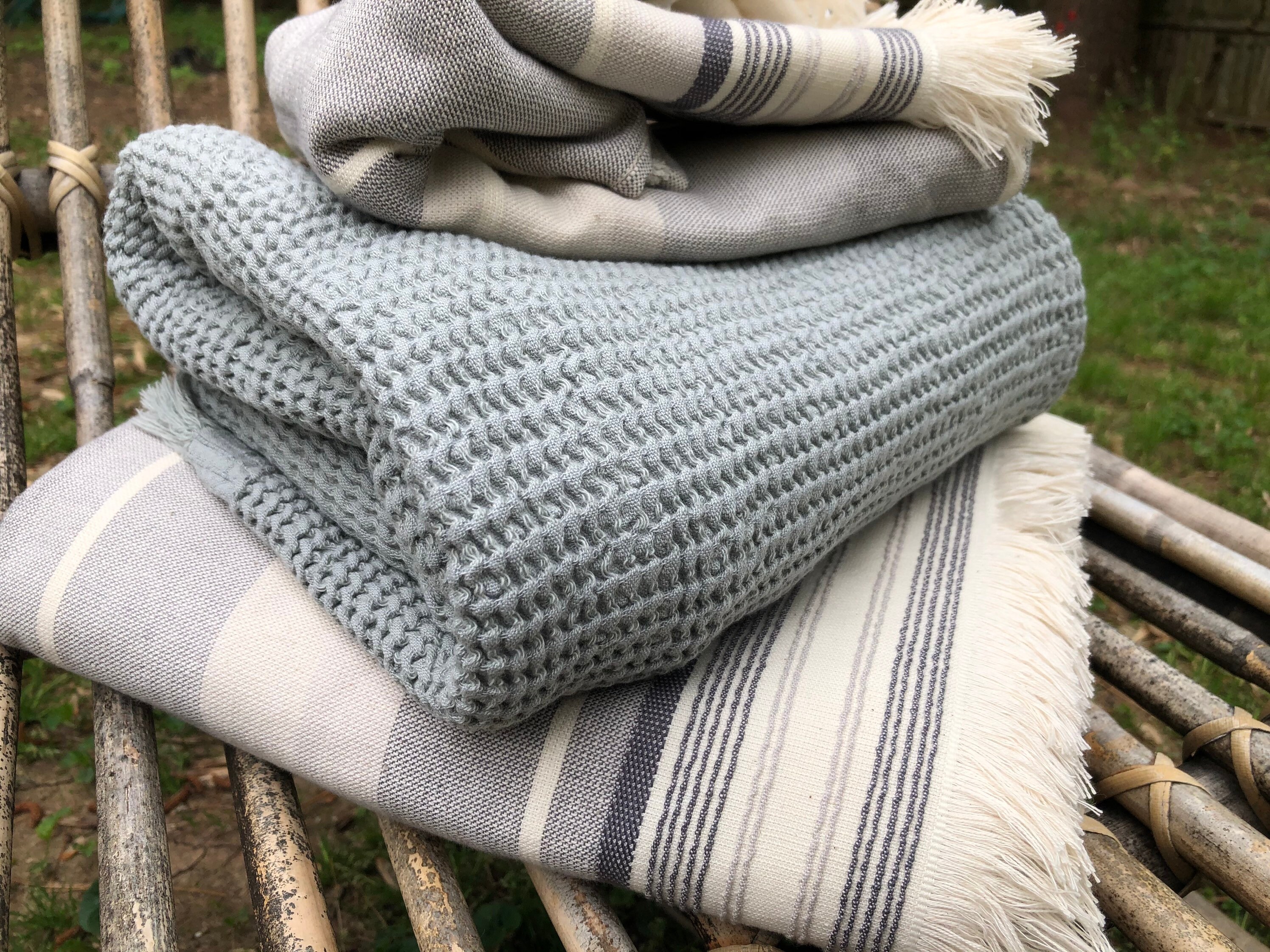 Gray Turkish Cotton Terry Bath Towel, Super Soft, Hand/face Towel Set ...