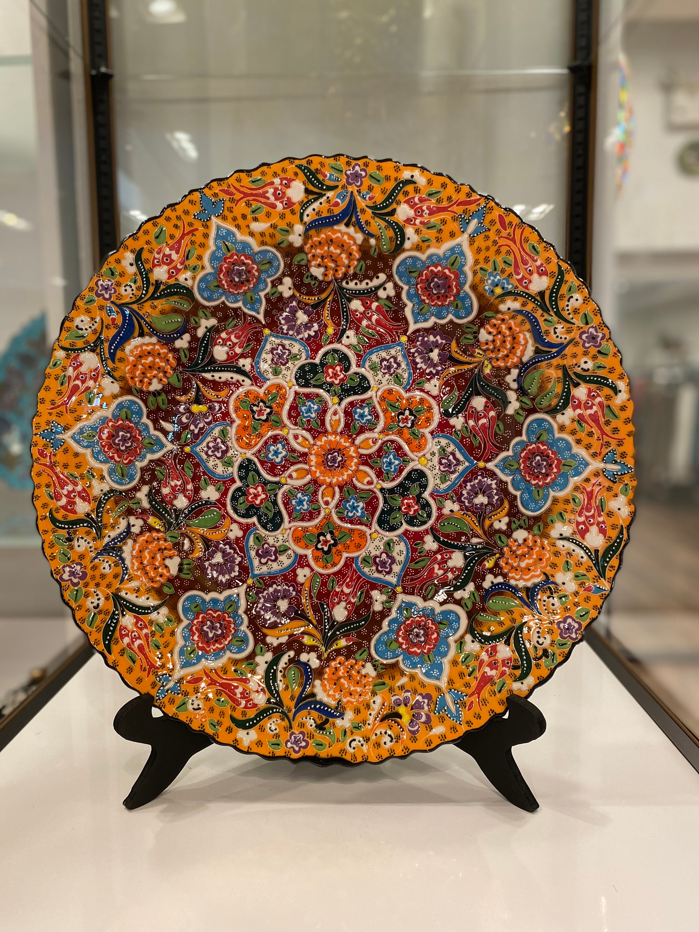 Hand Painted Ceramic Plate, 16inches Diameter, Special Collection, Gift ...