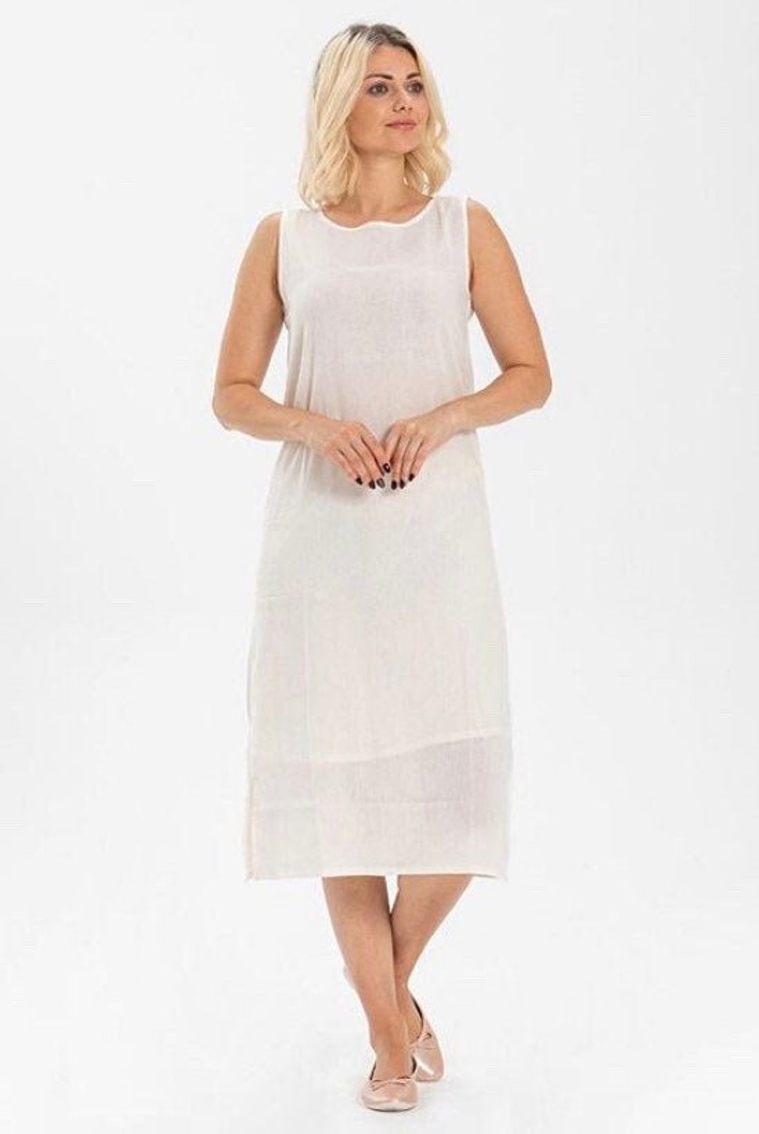 Turkish Cotton Slip Dress, White, Black Gauze Cotton Under Garment ...