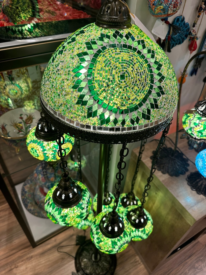 Special Green Turkish Mosaic 7 Glass Tall Lamp,/ - Etsy