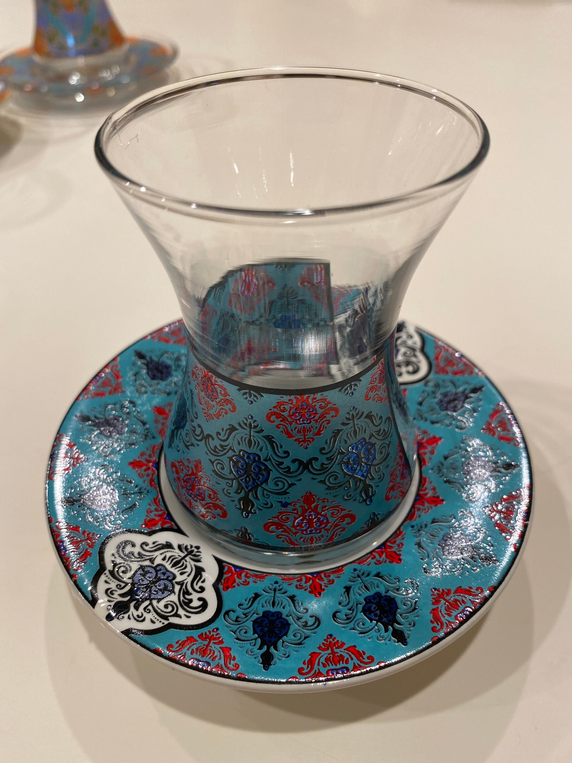 Special Design Turkish Tea Glass and Saucer / Mothers Day | Etsy