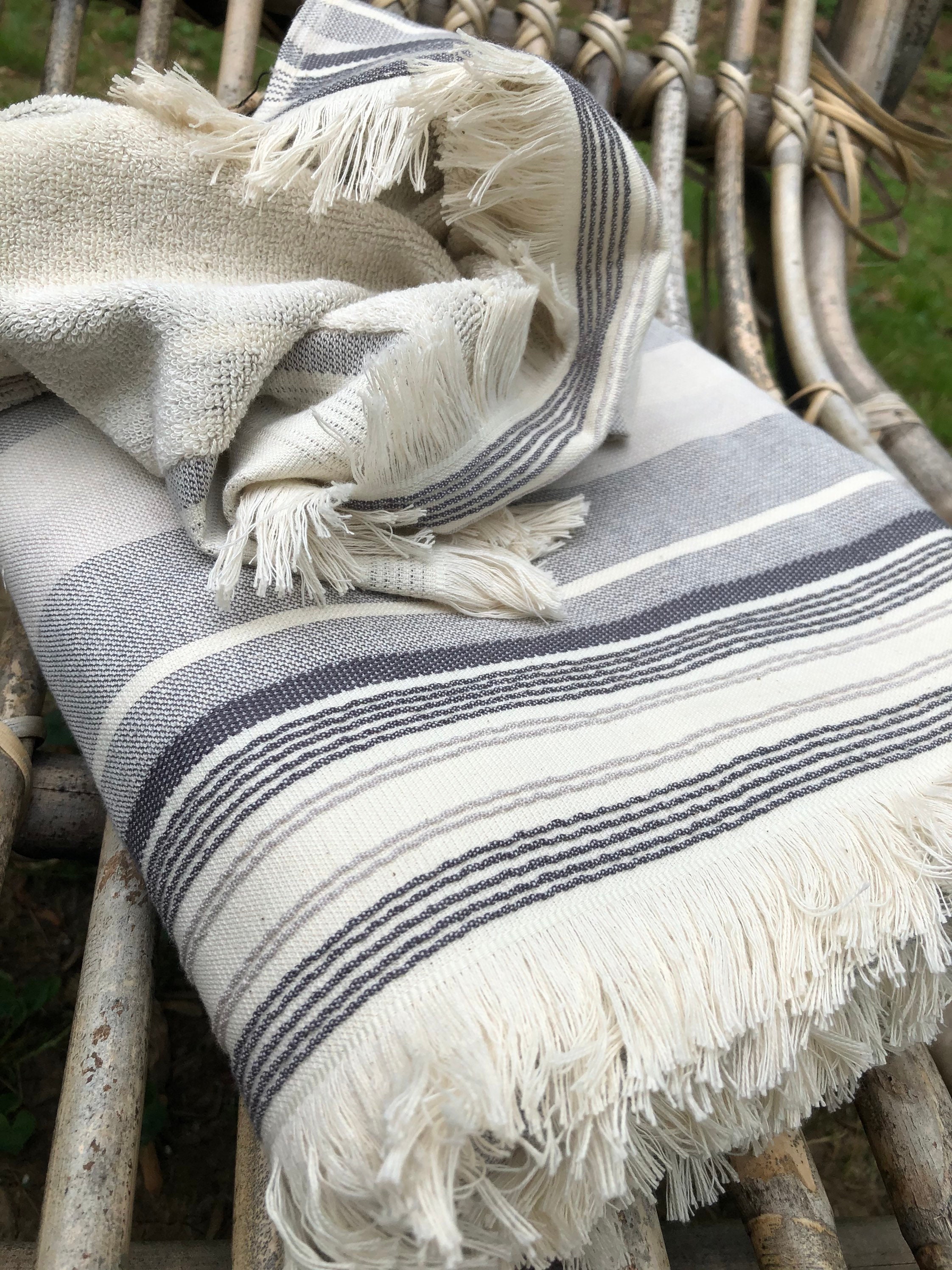 Gray Turkish Cotton Terry Bath Towel, Super Soft, Hand/face Towel Set ...