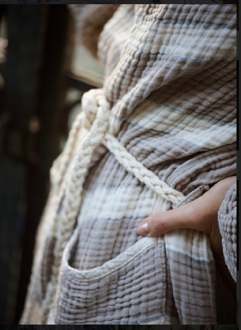 Muslin Turkish Cotton Hooded Robe, Turkish Cotton Kimono Robe, Muslin ...