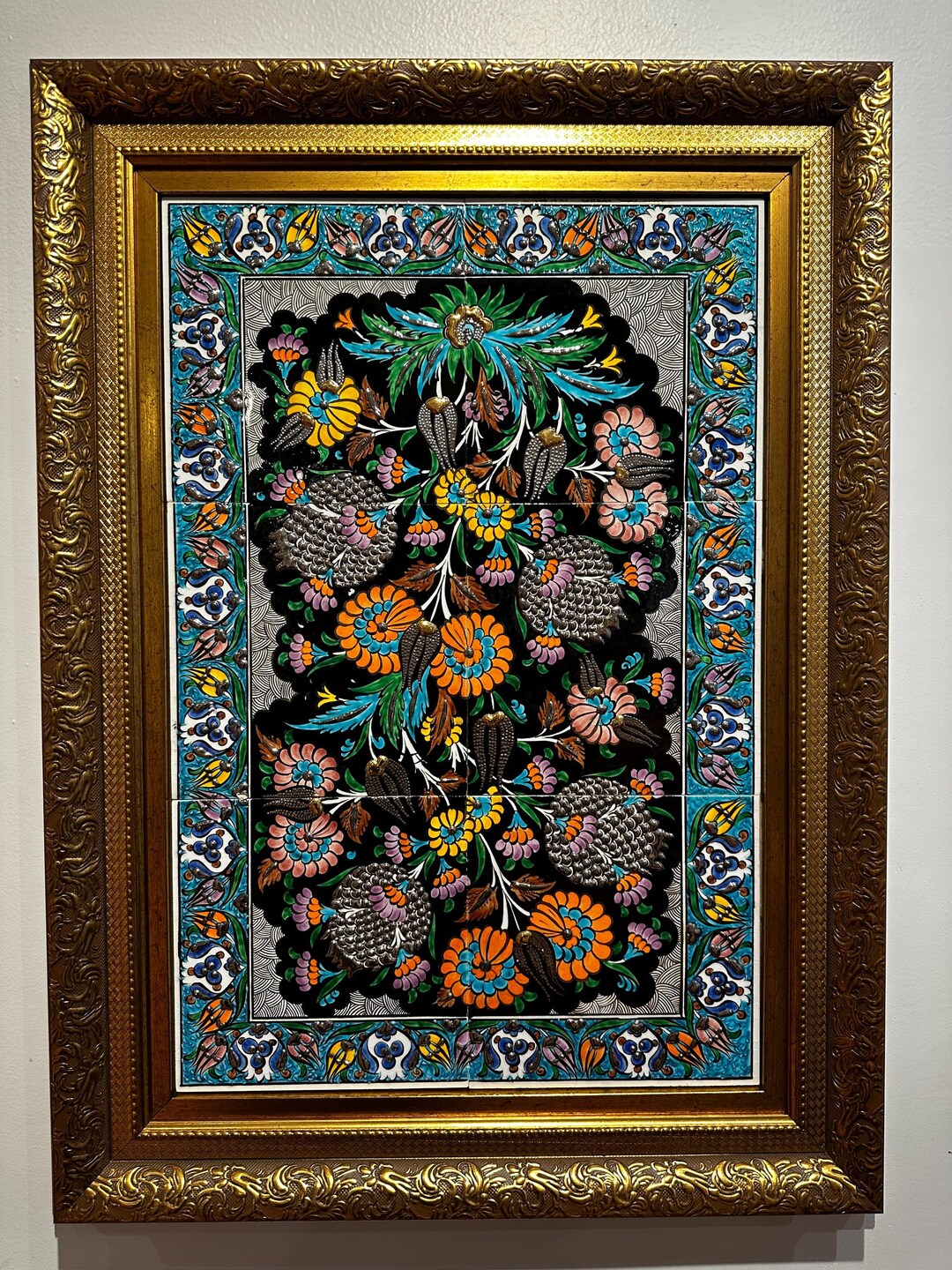 14 Karat Gold Painted Turkish Ceramic Hand Painted Frame (22”x30”) - Etsy