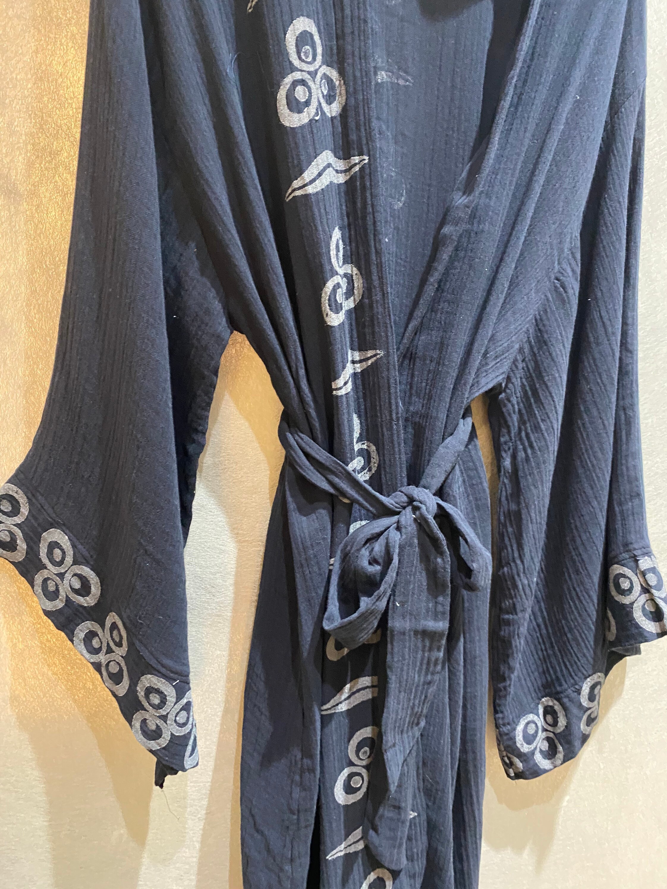 Black Muslin Mens Hooded Robe, Turkish Cotton Hooded Kimono Robe ...