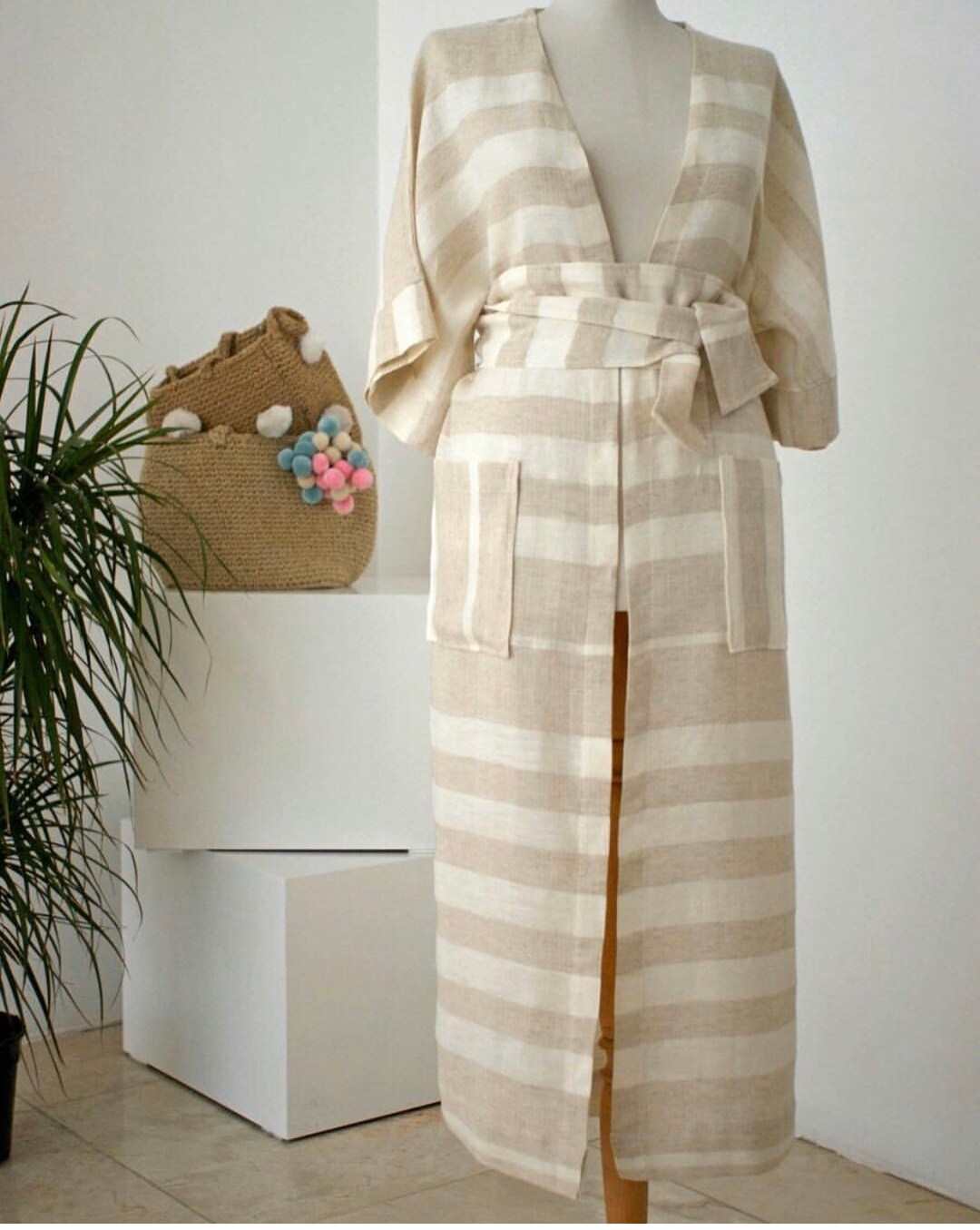 Ivory Linen Kimono Robe Bridal Robe Spa Robe Wedding - Etsy