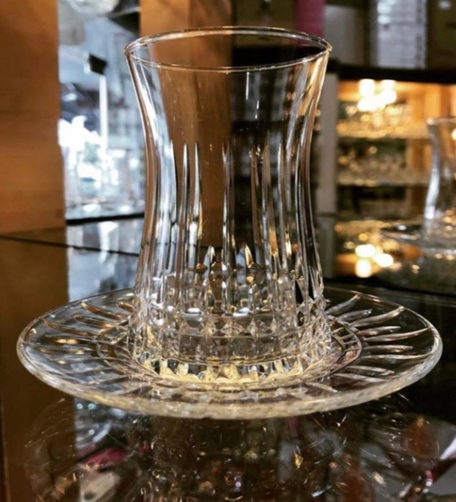 Special Design Crystal Hand Crafted Turkish Tea Glass Set/ - Etsy