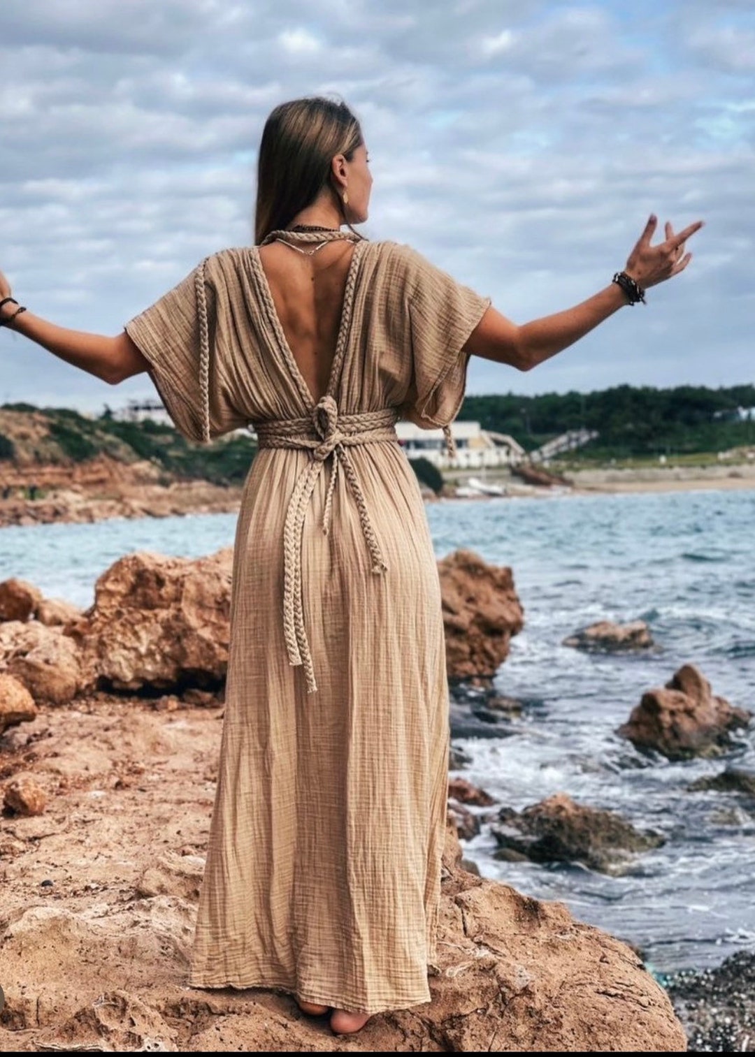 Artemis Turkish Cotton Dress, Casual Dress, Boho Cotton Dress, Loose ...