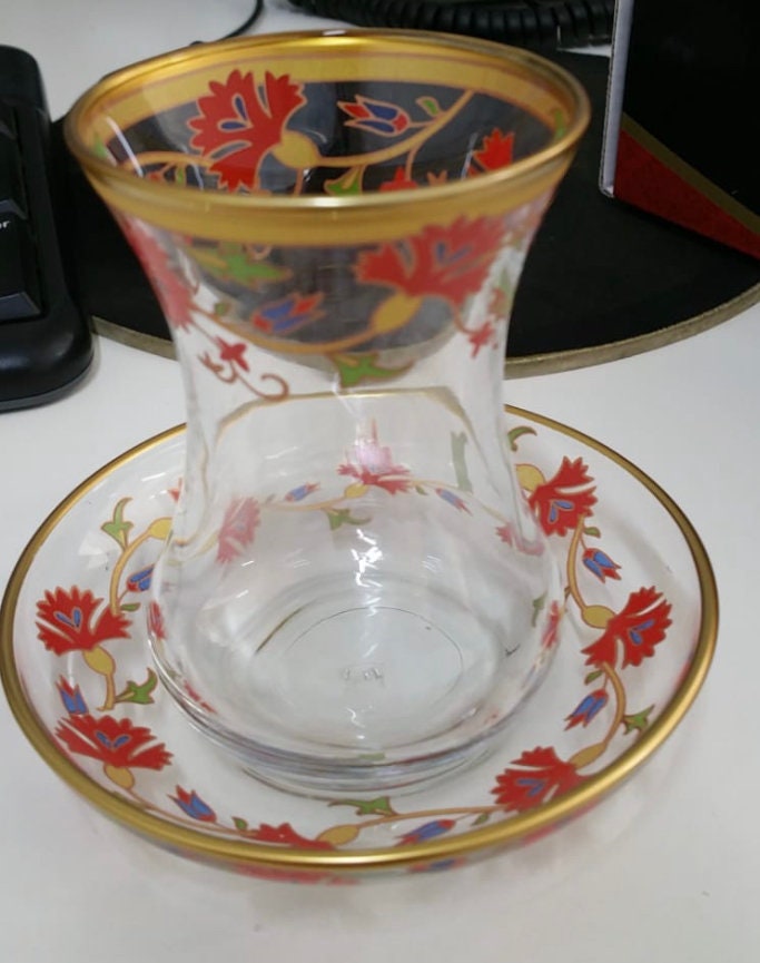 Special Design Turkish Tea Glass and Saucer / Mothers Day | Etsy