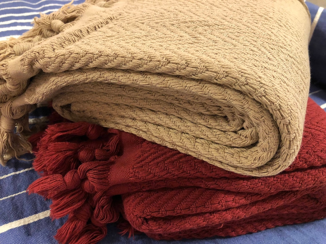 Turkish Cotton Throw Blanket, Soft Cozy Bedding, OEKO TEX Certified ...