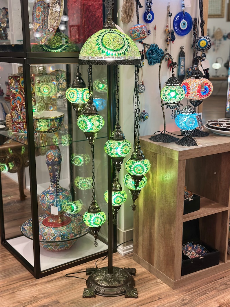 Special Green Turkish Mosaic 7 Glass Tall Lamp,/ - Etsy