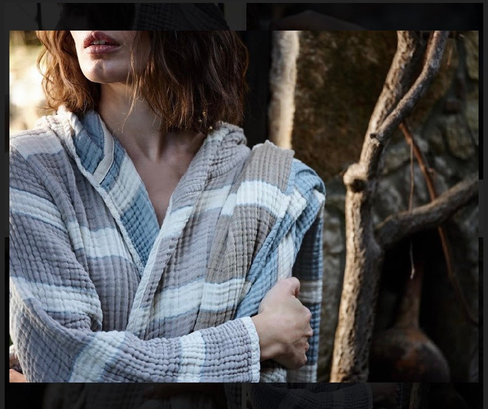 Muslin Turkish Cotton Hooded Robe Turkish Cotton Kimono Robe - Etsy