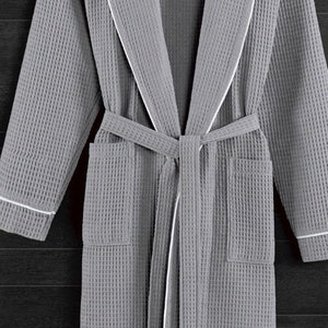 Waffle Pure Turkish Cotton Bathrobe Robe, Lightweight Spa Robe ...