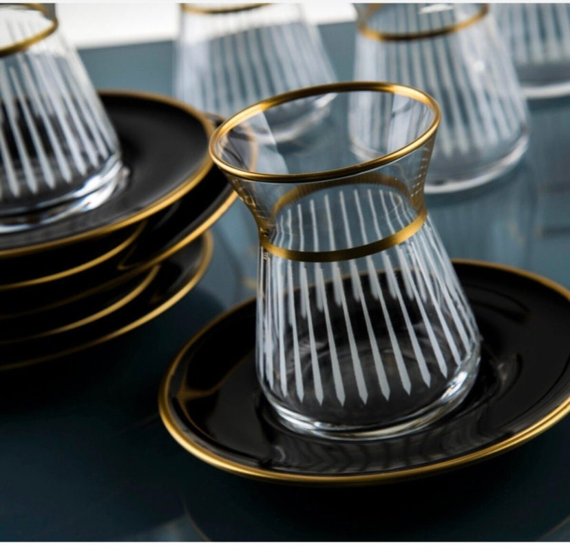 Special Design Turkish Tea Glass and Saucer / Mothers Day | Etsy