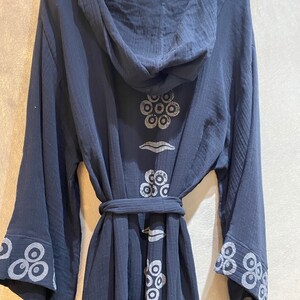 Black Muslin Mens Hooded Robe, Turkish Cotton Hooded Kimono Robe ...