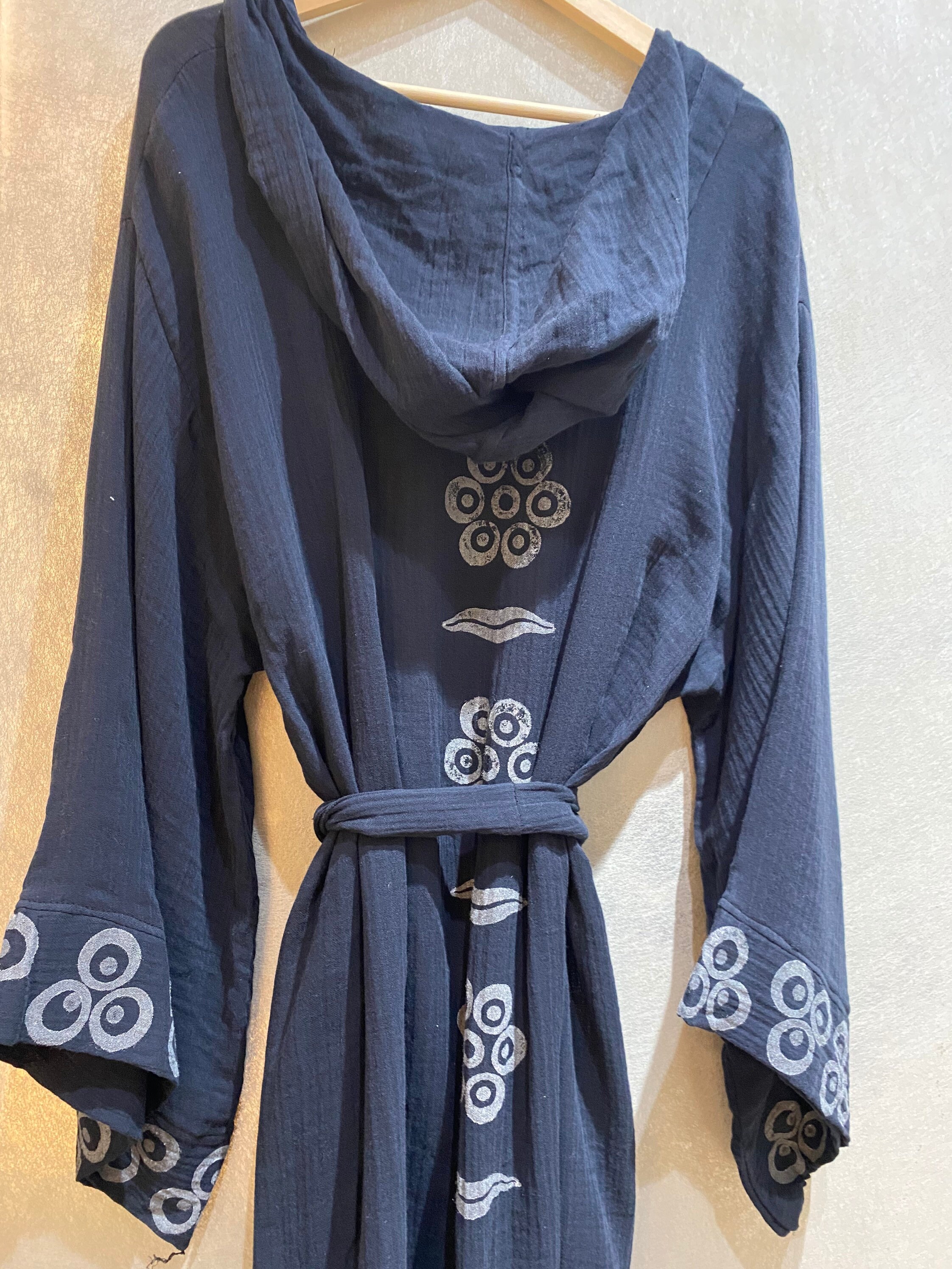 Black Muslin Mens Hooded Robe, Turkish Cotton Hooded Kimono Robe ...