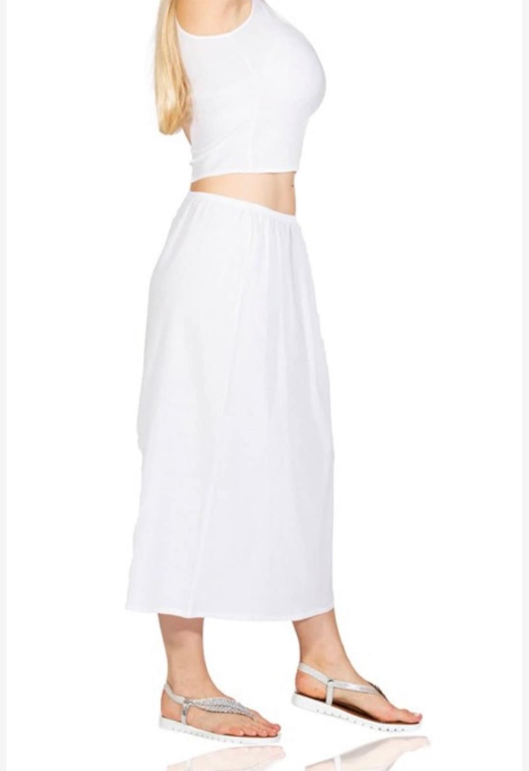 Turkish Cotton Maxi Half Dress Slip , White, Black Gauze Cotton Under ...
