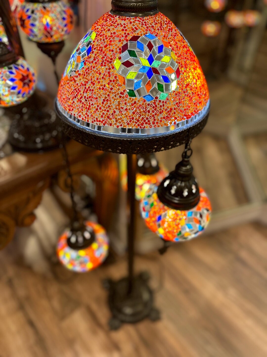 Turkish Mosaic 3 Glass Tall Lamp, Multicolor Table Lamp - Etsy