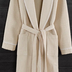 Waffle Pure Turkish Cotton Bathrobe Robe, Lightweight Spa Robe ...