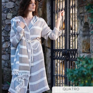 Muslin Turkish Cotton Hooded Robe, Turkish Cotton Kimono Robe, Muslin ...