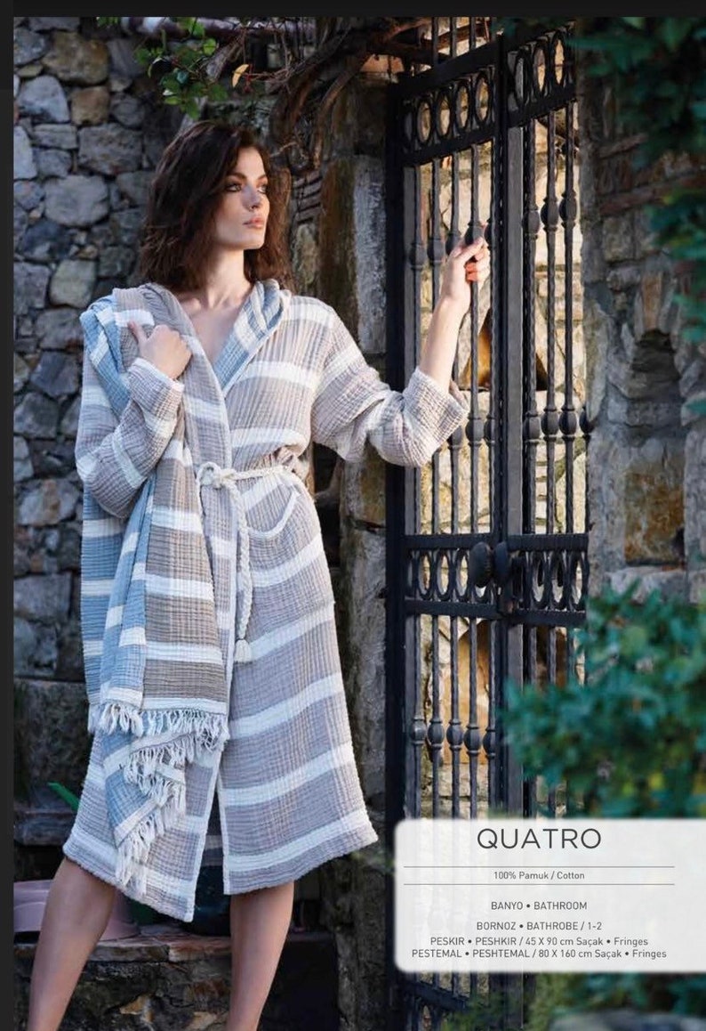 Muslin Turkish Cotton Hooded Robe Turkish Cotton Kimono Robe - Etsy