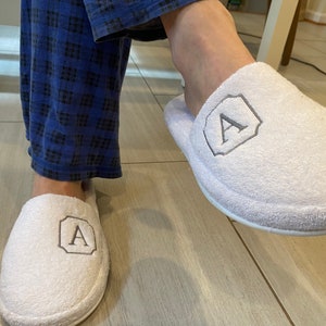 Monogrammed Unisex Terry Cloth Slippers, Turkish Cotton Terry Unisex ...
