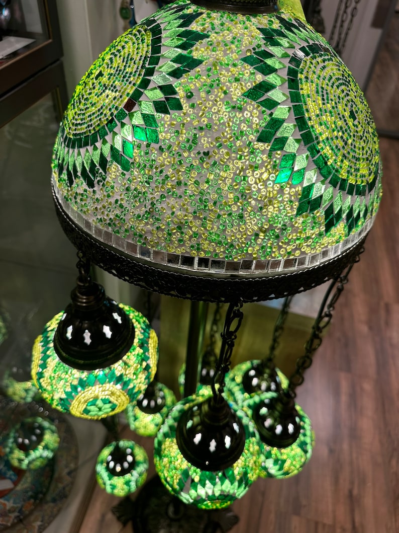 Special Green Turkish Mosaic 7 Glass Tall Lamp - Etsy