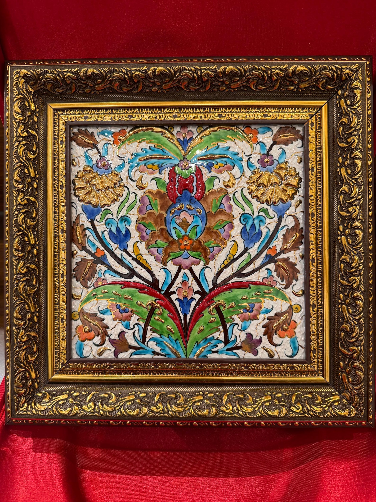 Gold Painted Iznik Tile Frame, Turkish Ceramic Decor (12"x12") - Etsy