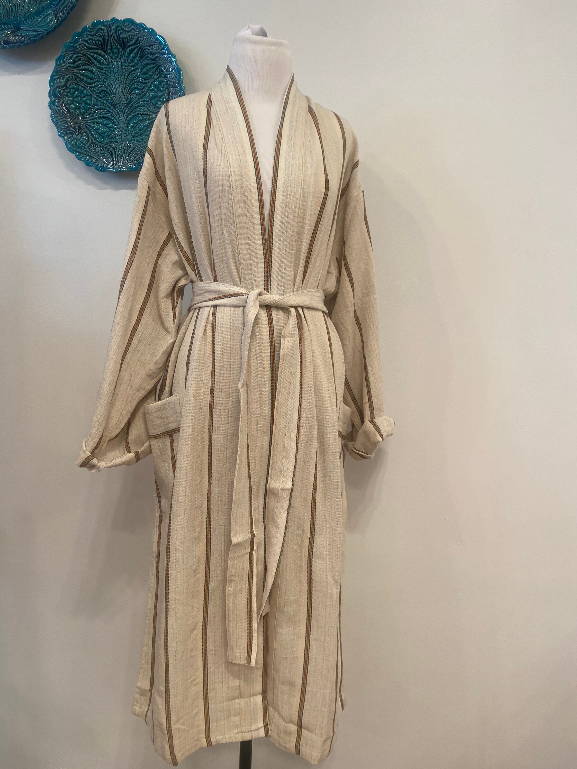 Pure Turkish Cotton Beige Bathrobe, Lightweight Spa Robe, Mothers Day ...