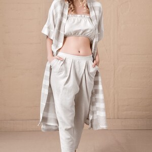 Ivory Linen Kimono Robe Bridal Robe Spa Robe Wedding - Etsy